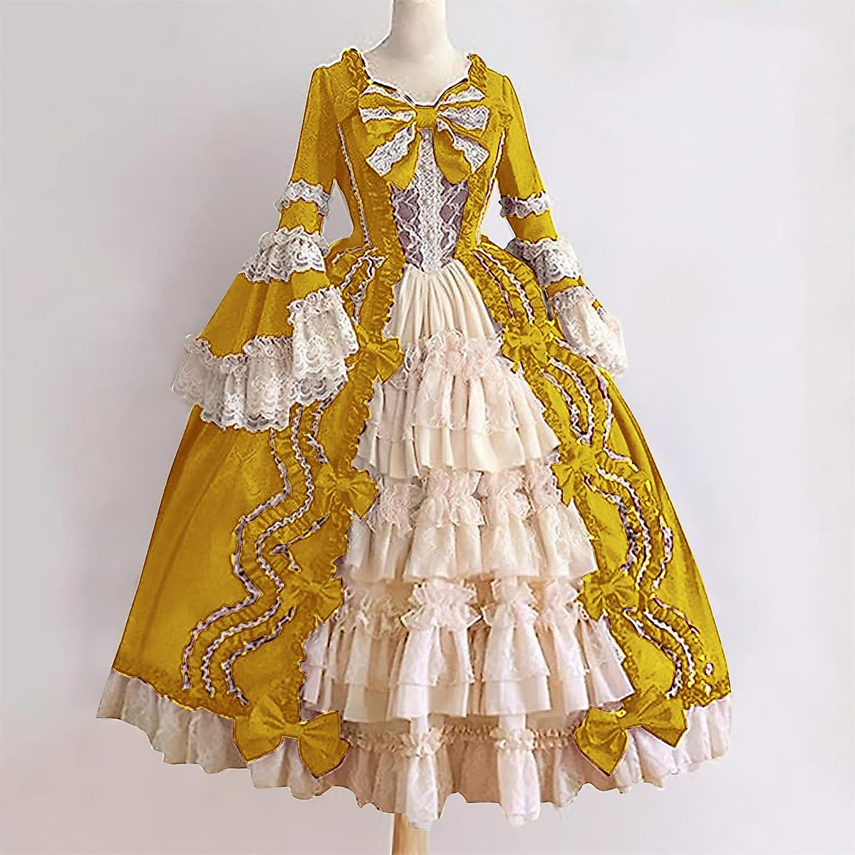 anuyalue Masquerade Dress Renaissance Dress Women Bell Sleeve Lolita Dresses Victorian Masquerade Ball Gown Fluffy Princess Cosplay Costumes Junior Dresses