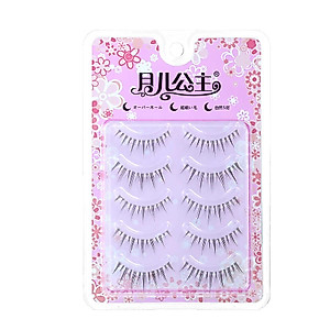 LASGOOS Fake Eyelashes Natural Look False Eye Lashes Daily Strip Cross Clear Band 6-12mm Cross Lashes Invisible Thin band Cute Lash for Wedding Daily Work Eye Makeup 5 Pairs