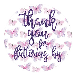 Butterfly Birthday Party Thank You Stickers, Candy Stickers, Envelope Seals - 40 Count