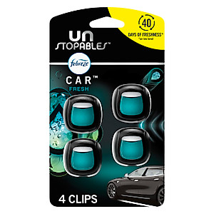 Febreze Unstopables Car Odor-Fighting Car Freshener Vent Clip Fresh Scent, 07 oz. Car Vent Clip, Pack of 4