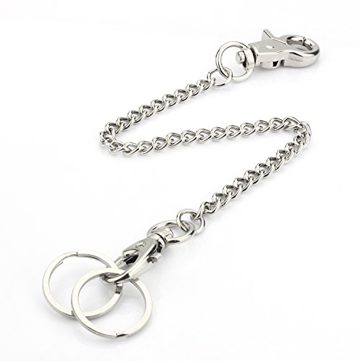 Wisdompro Wallet Chain, 2 Pack 8 inch Heavy Duty Pocket Keychain with Lobster Clasps and 2 Keyrings for Keys, Wallet, Jeans, Pants, Belt Loop, Purse and Handbag