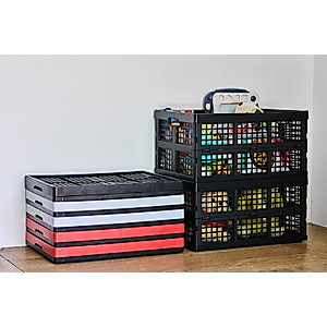 Aebeky 3-Pack Plastic Collapsible Storage Crates-30L,Foldable Plastic Crates for Storage (Black)