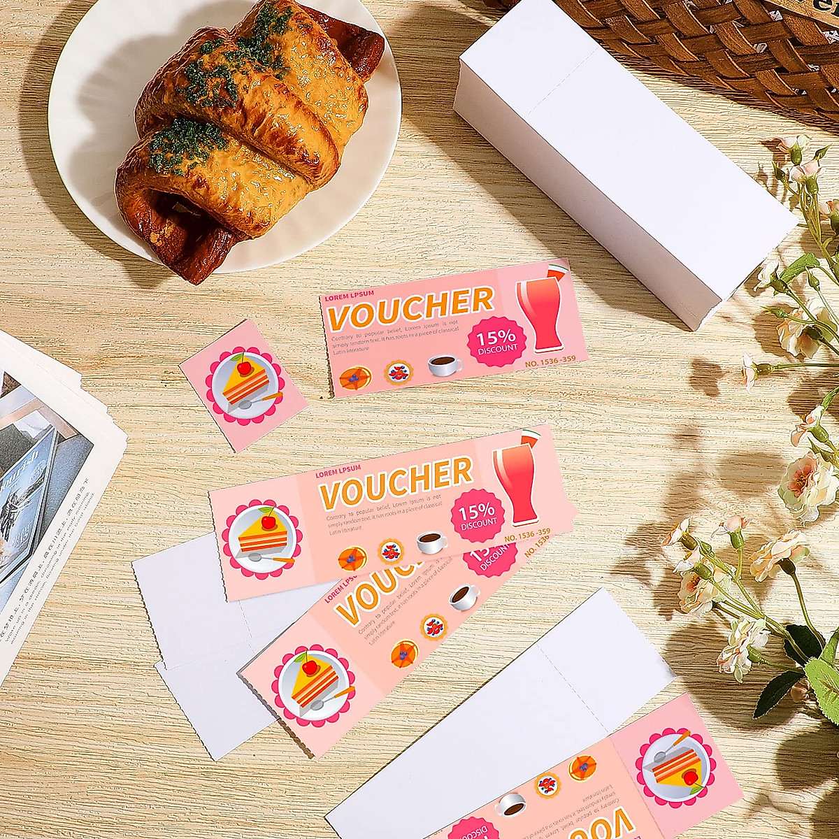 1000 Sheets Blank Printable Tickets with Tear Away Stubs Raffle Tickets Card White Perforated Auction Tickets for Events Entry Class Reward Fundraiser Admission 5.5 x 1.75 Inch