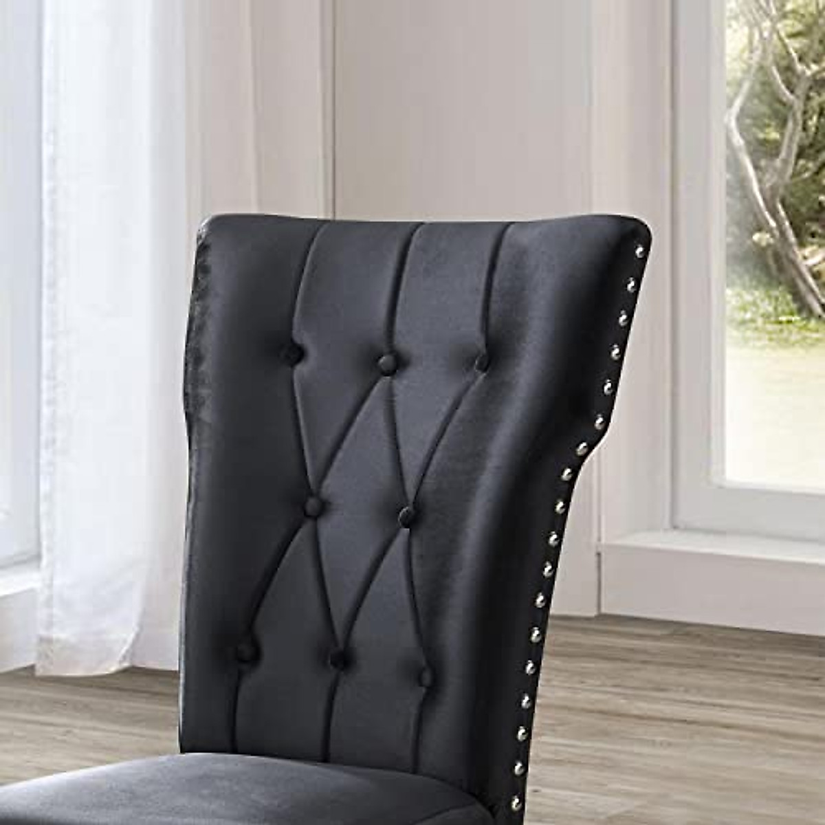 Better Home Products La Costa Velvet Tufted Dining Chair Set of 2 in Black
