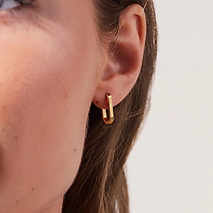 Follome Gold Paperclip Earrings for Women 18K Gold Oval Hoop Earrings Rectangle Hoop Earrings Square Hoops U Shape Link Hoops Earrings Chunky Hoop Earrings Trendy Jewelry Gift