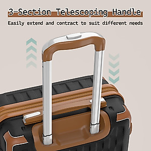 Melalenia Luggage Sets 7 Piece Suitcase Set, Hard Shell Carry on Luggage Travel Suitcases with Spinner Wheels and TSA Lock, Lightweight Luggage Set for Women, Black Brown