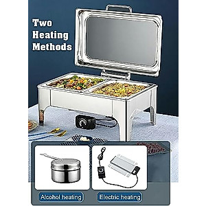 Chafing Dishes Food Warmers, Buffet Server Hot Trays in Stainless Steel, Electric Plate Warmer for Catering Buffet, Hot Plates for Keeping Food Warm (9l 1/2size)