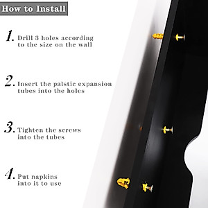 TURSTIN Wood Paper Towel Dispenser Folded Paper Towel Holder with Lid for Countertop and Wall Mounted, Wall Mount Paper Towel Holder Napkin Holder for Home. Bathroom, Kitchen, Black