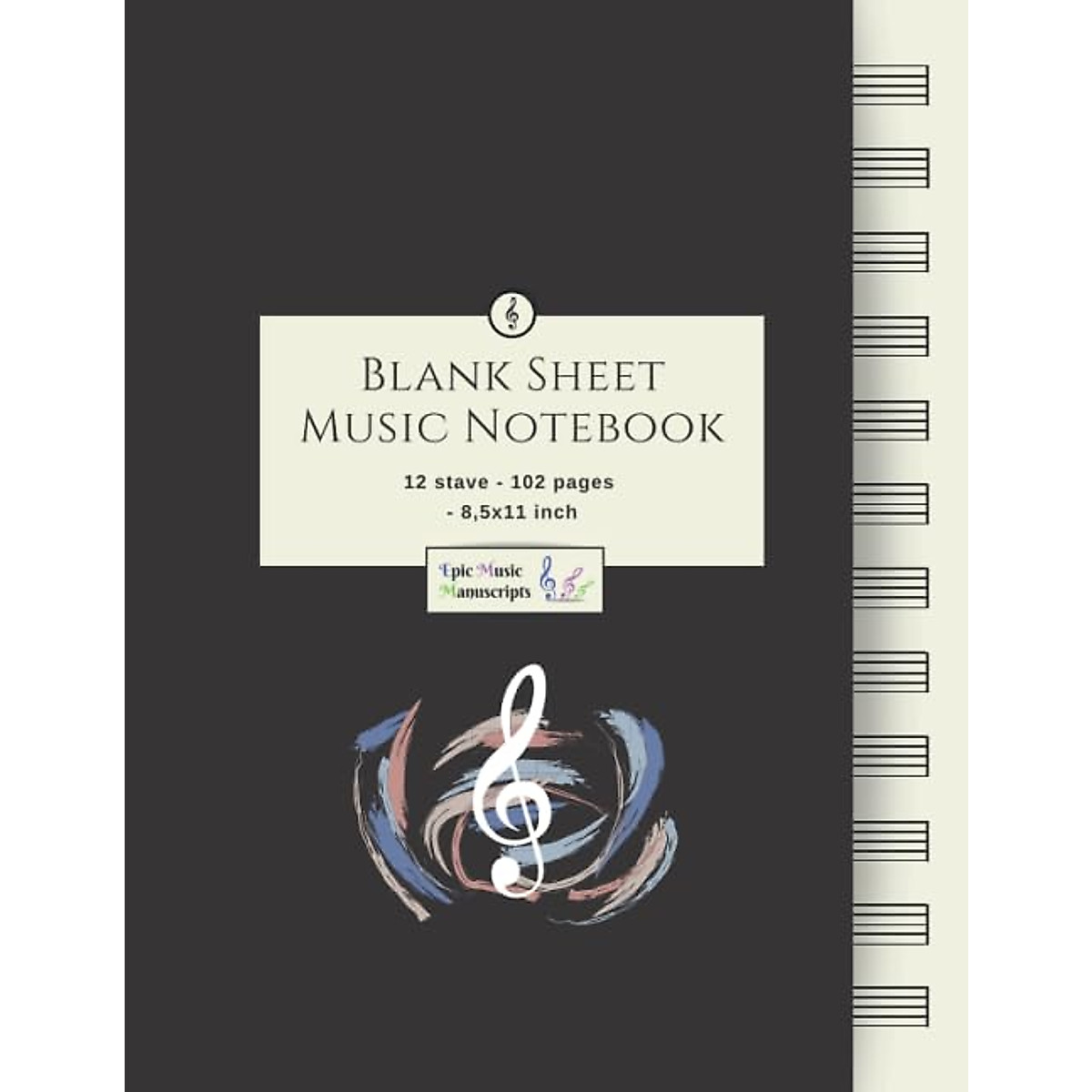 Blank Sheet Music Notebook: Music Manuscript Paper / White Marble Blank Sheet Music / Notebook for Musicians / Staff Paper / Composition Books Gifts ... * Large * 12 Stave * 102 pages *