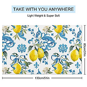 My Little Nest Bath Towels Quick Dry Bathroom Towels Watercolor Lemon Morocco Ornament Absorbent Shower Towels Soft Hand Towel Wash Cloths for Spa Pool Hotel Gym 31" x 51"