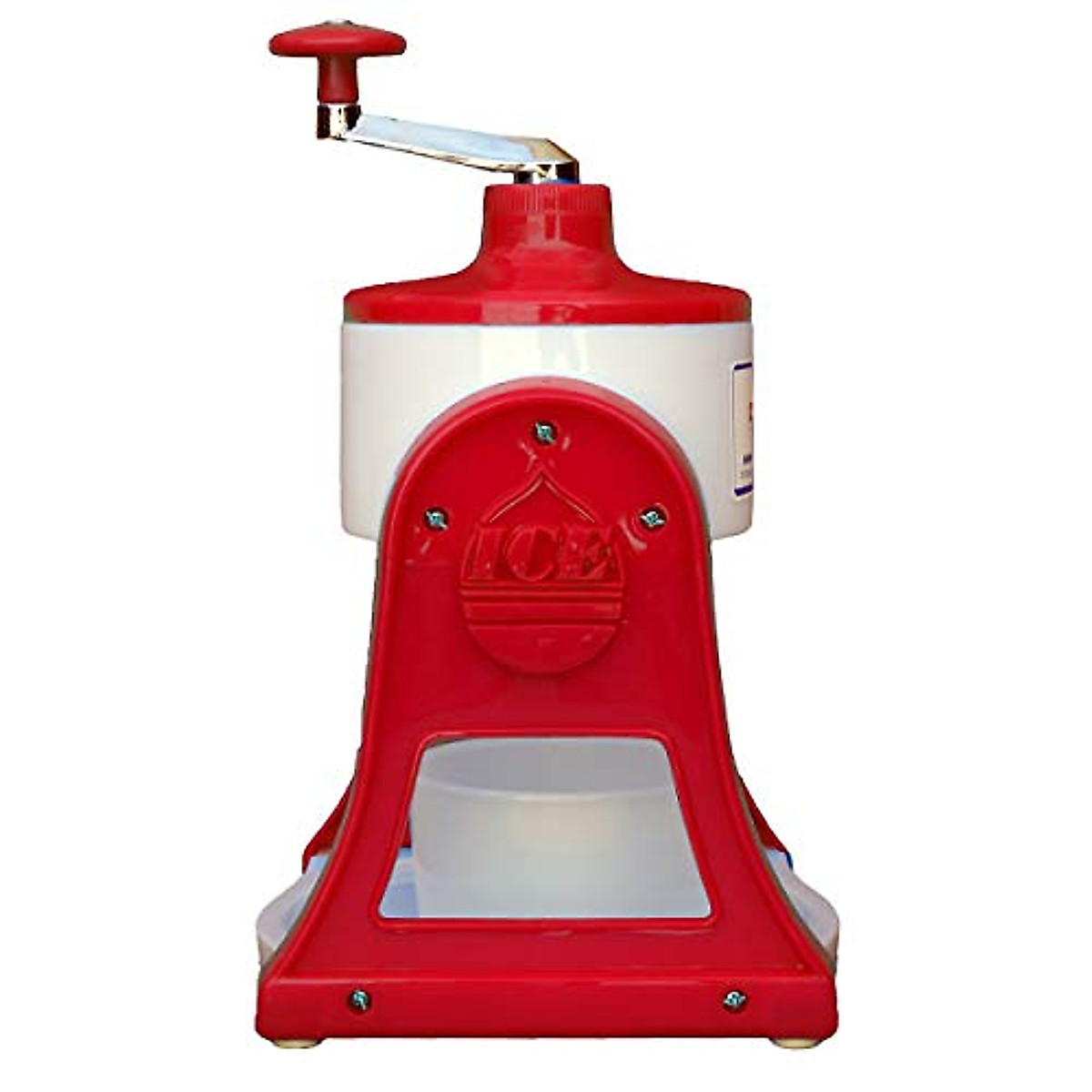 Deluxe Shave Ice Snow Cone Maker Ice Shaver Hand Crank, non-electric - RED