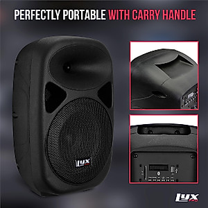 LyxPro 8” Inch Active PA Rechargeable Battery Speaker System, Equalizer, Bluetooth Connection, SD Slot USB MP3 AUX, Mic,1/4" 1/8" 3.5mm Inputs, SPA-8 Battery