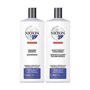 Nioxin System 6 Scalp Cleaning Shampoo and Therapy Conditioner Set for Chemically Treated Hair with Progressed Thinning