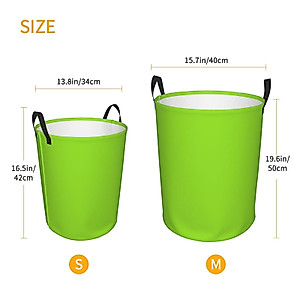 Green Yellow Lime Laundry Basket Waterproof Foldable Laundry Hamper with Durable Handle Circular Dirty Clothes Storage Basket for Living Room Bedroom Bathroom
