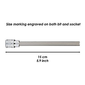 MIXPOWER 3/8 Inch Drive Long Hex Bit Socket Set, 1/16 Inch to 1/2 Inch, SAE, Extra Long Allen Hex Bit Socket Set, CR-V and S2 Steel, 10 Pieces