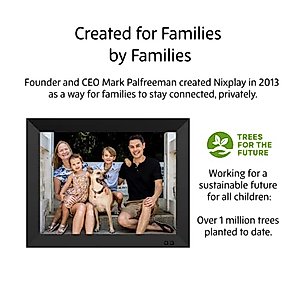 Nixplay 15 inch Smart Digital Photo Frame with WiFi (W15F) - Black - Unlimited Cloud Photo Storage - Share Photos and Videos Instantly via Email or App - Preload Content
