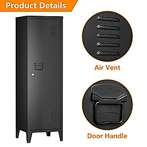 LISSIMO Metal Storage Cabinet with Lockable Doors and Shelves, Home Office Storage Lockers File Cabinet Organizer for Employees, Kids,Adults(Black)