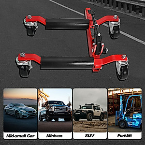 BLACKHORSE-RACING Wheel Dolly Car Skates Mechanic Vehicle Positioning Tire Jack Ratcheting Foot Pedal Lift Car Wheel Dolly Heavy Duty, 1250lbs, 4-Pack