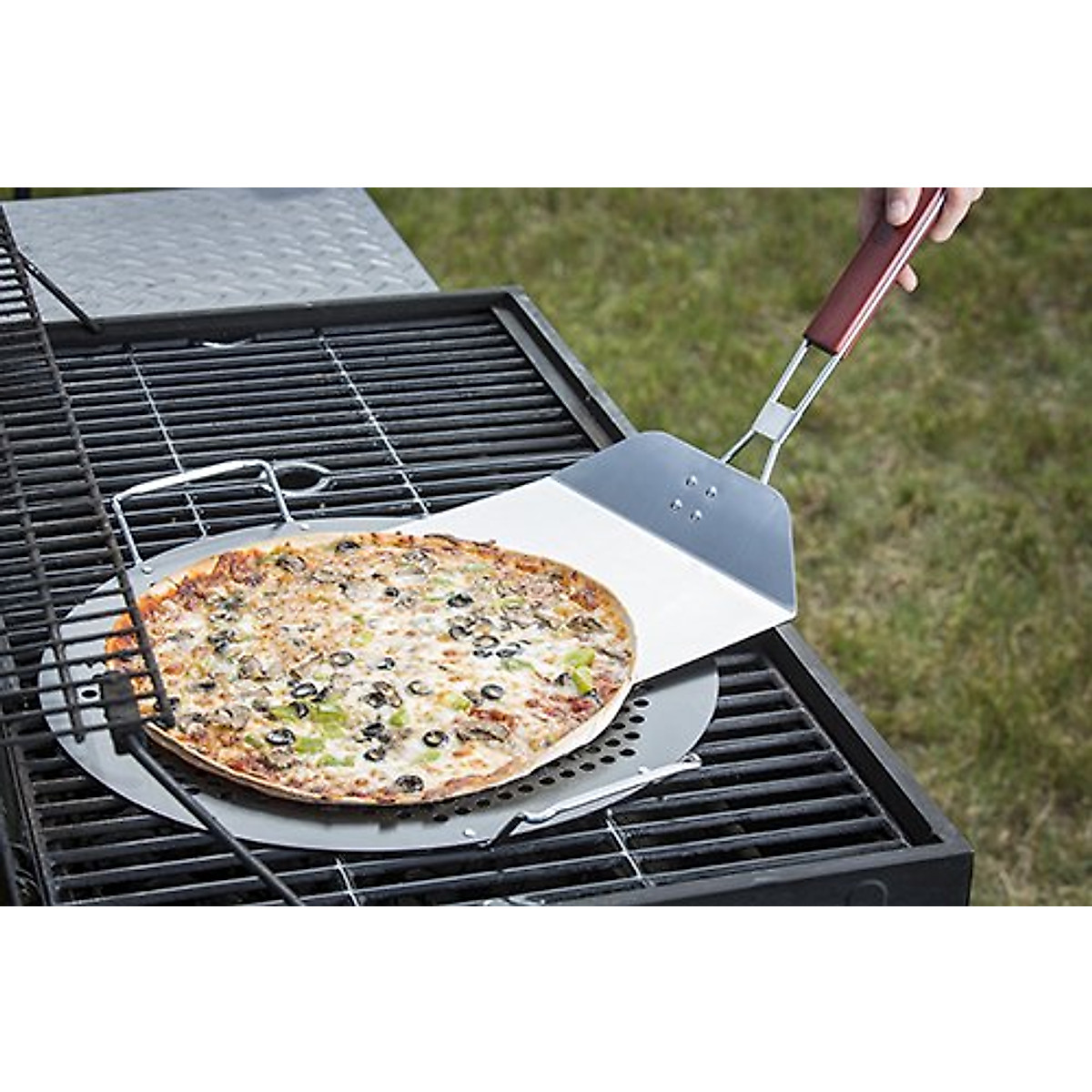 TableCraft BBQ Pizza Peel with Wood Handle, Medium, Stainless Steel