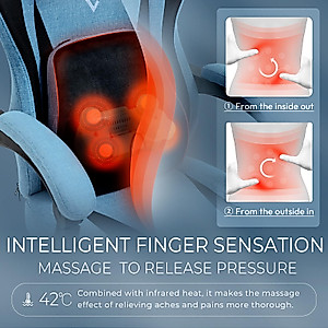 Vigosit Gaming Chair with Heated Massage Lumbar Support, Breathable Fabric Office Chair with Pocket Spring Cushion and Footrest, Recliner High Back PC Chair for Adult Blue