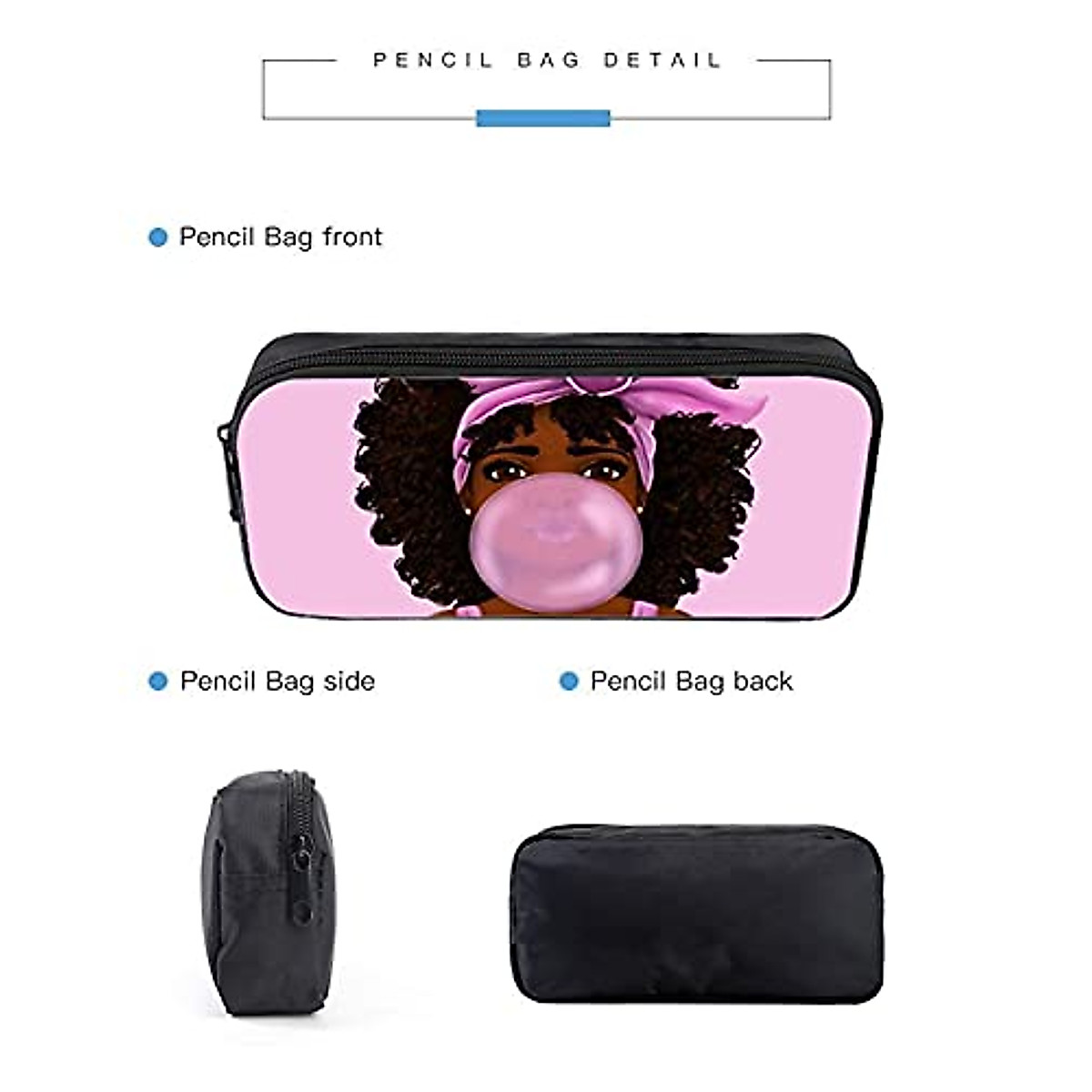 Children's Backpack-African Girl 3D Printed School Bag Set Childrens Backpacks With Shoulder Bag Pencil Bag Set 3pcs Set