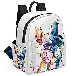 Watercolor French Bulldog Mini Backpack Purse for Women, Dog Pattern Lightweight Small Backpack Casual Travel Bag Daypack for Girls Children Teens Adult School Backpack