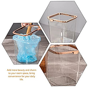 iplusmile Clear Acrylic Trash Can Square Wastebasket Large Garbage Bin Decorative Rubbish Can Wastepaper Container Bin for Bedroom Home Office