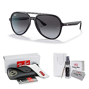 Ray-Ban RB4376 601/8G 57MM Black/Grey Gradient Aviator Sunglasses for Men for Women + BUNDLE With Deisgner iWear Complimentary Eyewear Kit