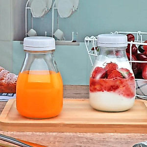 Accguan Glass Milk Bottles,11oz Reusable Glass Bottles with Lids,Suitable for Milk, Juice, Beverage, Party, Weddings, Shower Supplies and Gifts(22 pcs)