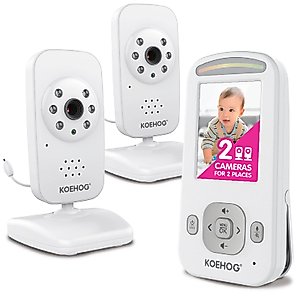 Video Baby Monitor, Slim Handheld, Non-Slip Design, 2.4" Vertical Screen Monitor & 2 Camera, Range up to 1000ft, 18 Hour Battery Life, 2-Way Talk, Night Vision, Temperature Monitor, No WiFi.