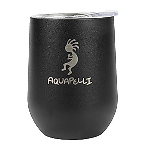 Aquapelli Vacuum Insulated Wine Tumbler, 12 Ounces, Midnight Black