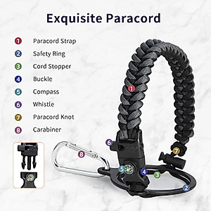 Trebo Water Bottle 64oz with Paracord Handle, Half Gallon Food-grade Double Wall Vacuum Stainless Steel Insulated Jug with Straw Spout Handle Lids, Leakproof Keep Cold & Hot Ombre: Dark Gray