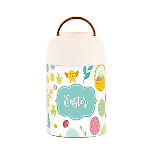 Set Easter Design Elements Eggs Chicken Kids Womens Insulated Food Jar Containers with Spoon 17oz/500ml Lunch Box Containers Stainless Steel Vacuum Keep Warm Lunch Containers for Office Accessories