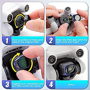 ND Filter Set for DJI Mini 3 Pro, 6-Pack Drone Camera Lens Filter Accessories Polarized CPL Filter with Aluminum Alloy Frame & 32-Layer Coating HD AGC Optical Glass (CPL,ND8,ND16,ND32,ND64,ND128)