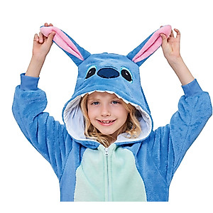Unisex Kids Onesie Animal Cosplay One-Piece Pajamas Christmas Halloween Costumes Blue