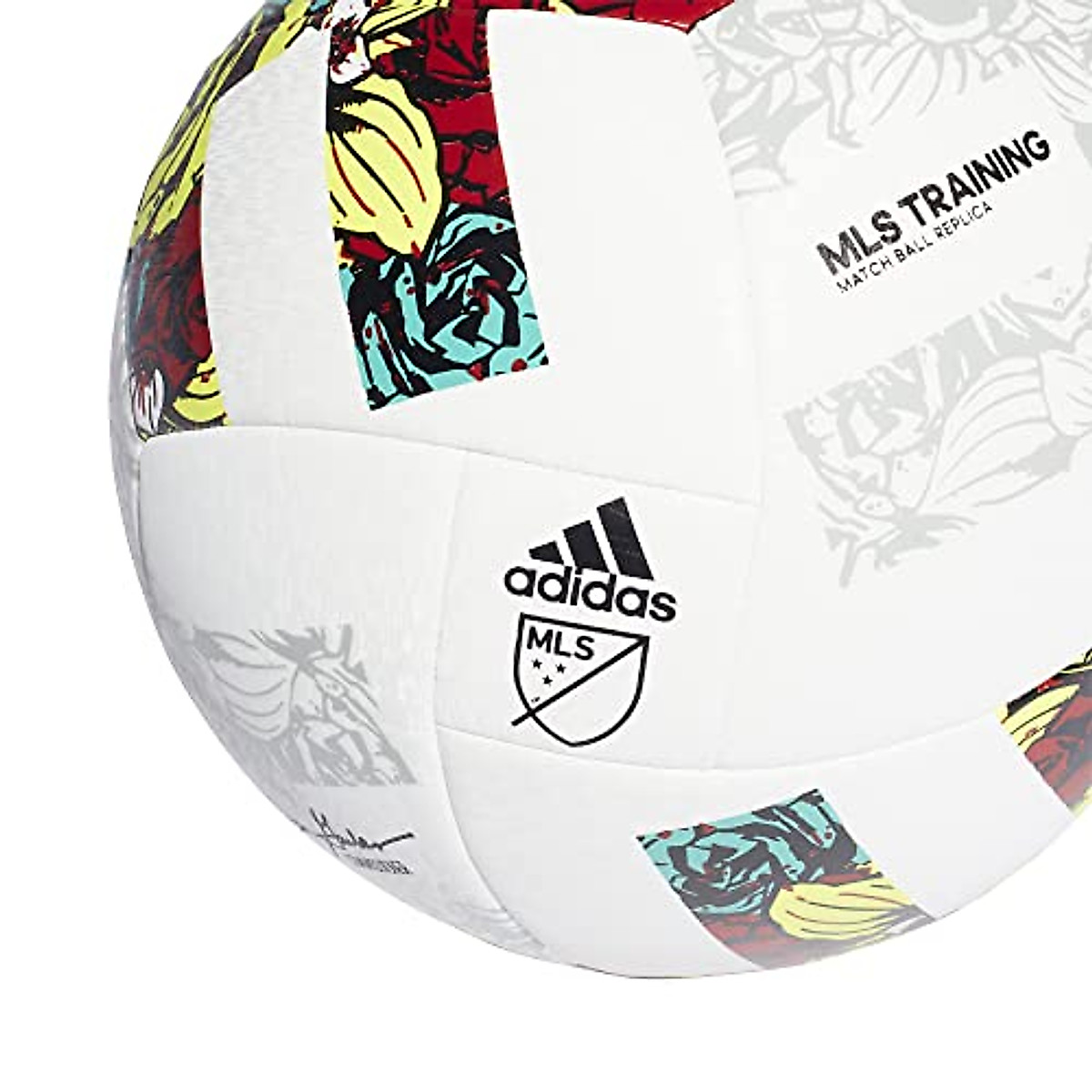 adidas MLS Training Soccer Ball, White/Solar Yellow/Power Blue, 5