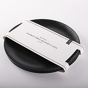 ACASSA Black Dinner Plates Set of 4, Kitchen Plates, Matte Black Plates, Modern Dinner Plates, Dishwasher Safe, Unbreakable Dinnerware, Bamboo Fiber, Lightweight, Sustainable (Black, 10 inch)