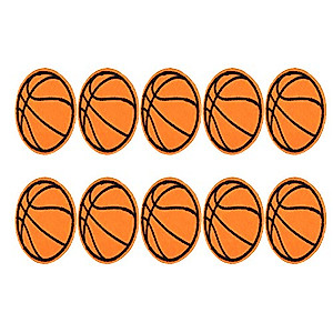 10Pcs Cloth Patch Embroidery Cloth Sticker Football Basketball Rugby Table Tennis Ball Shape Sewing Accessories DIY Hand Made Clothing Patches(Basketball)