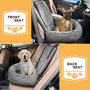 Sephyroth Dog Car Seat for Small/Medium Dogs,Dog Car Bed Washable Pet Travel Safety Car Seat,Super Soft Safe Removable Puppy Car Seat,Fits for All Cars(Gray)