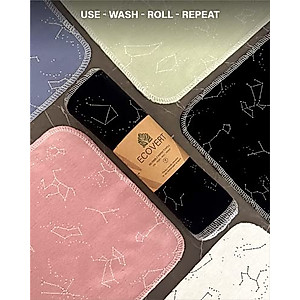 ECOVERT Reusable Paper Towels - 15 Pack with Special Cardboard Roll - Highly Absorbent 10X10inches 100% Cotton Flannel Napkins - Eco Friendly Paperless Alternative - Constellation Design (Stars)