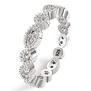 Metal Factory Sz 6 Sterling Silver CZ Stackable Anniversary Eternity Cubic Zirconia Band Ring