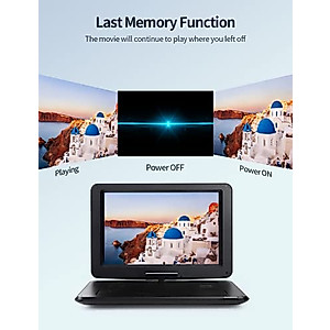 YOTON 17.5" Portable DVD Player with 15.5" HD Swivel Screen for Car and Kids, 4-6 Hours Working Time with Built-in Battery, Dual Stereo Speakers, USB/SD/AV/Audio/Gamepad Support [Not Support Blu-Ray]