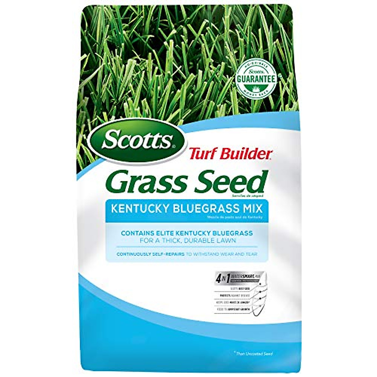 Scotts Turf Builder Grass Seed Kentucky Bluegrass Mix - 7 lb., Use in Full Sun, Light Shade, Fine Bladed Texture, and Medium Drought Resistance, Seeds up to 4,660 sq. ft.