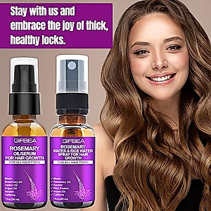 Rosemary Oil Hair Growth Serum W/Rosemary Water & Rice Water Spray Hair Growth,Biotin Castor Oil Argan Oil Caffeine Keratin Reduce Hair Loss,Restore Dry Damaged Hair Regrowth Treatments for Women Men