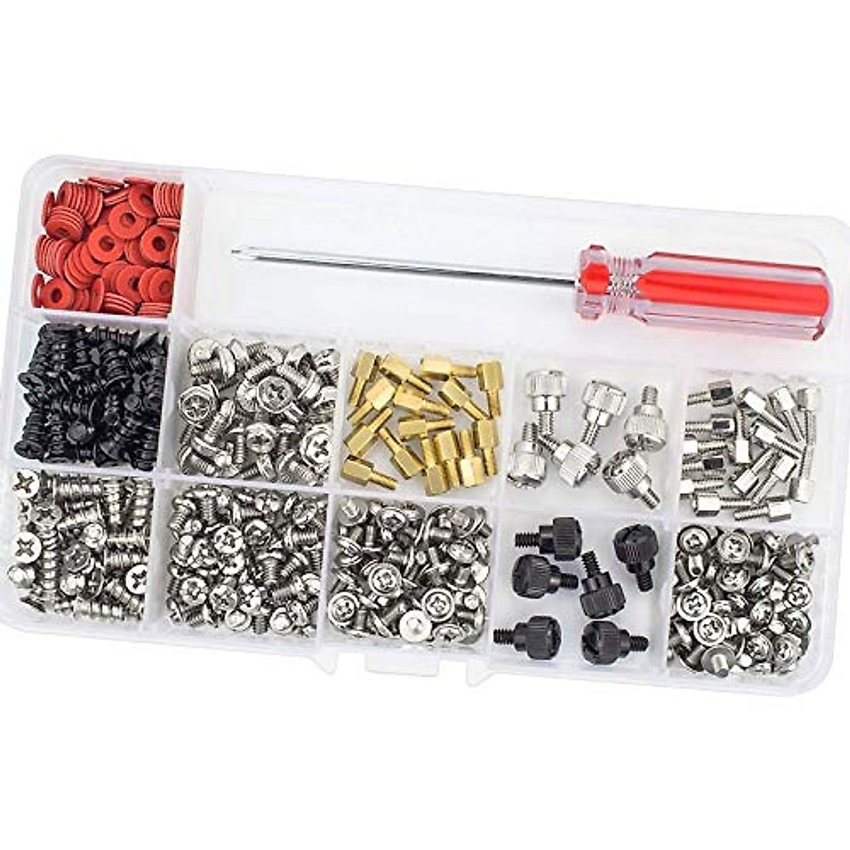 300Pcs Personal for Computer Screw Standoffs Set Assortment Kit with A Screwdriver for Hard Drive for Computer Case Motherboard Fan Powe - (Size: M3/ As Shown) SCRW-000105