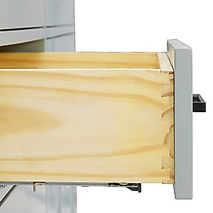 ARIEL Bathroom Vanity 49" Grey 1.5" Edge Italian Carrara Marble Countertop & Splash, Rectangular Sink, 2 Soft Closing Doors, 9 Full Extension Dovetail Drawers, Toe Kick, Matte Black