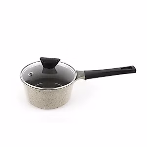 Kitchen Nonstick 2QT Saucepan with Lid, Healthy Cooking Melting Warming Milk Boiling Cookware with Handle, Non-Stick Ceramic Coating Sauce Pot, Marble Color, Dishwasher Safe, Made in Korea (7" / 18cm)