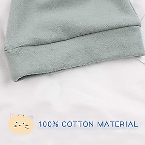 JANGANNSA Gray Green Top Knot Baby Hat Newborn Boys Girls Beanie Infant Cotton Stretchy Hats Spring Summer (Gray Green, S)