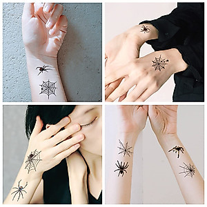 Fake Spider Tattoos, Temporary Face Tattoo for Women Men Kids Halloween Costume, 10-Sheet