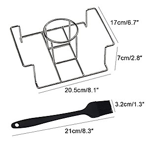 CA Mode Beer Can Chicken Roaster Rack Roasting Chicken Holder, Stainless Steel Turkey Roasting Stand Square Barbecue Cooking Vertical Rack Silicone Brush Accessories for Grill Oven BBQ